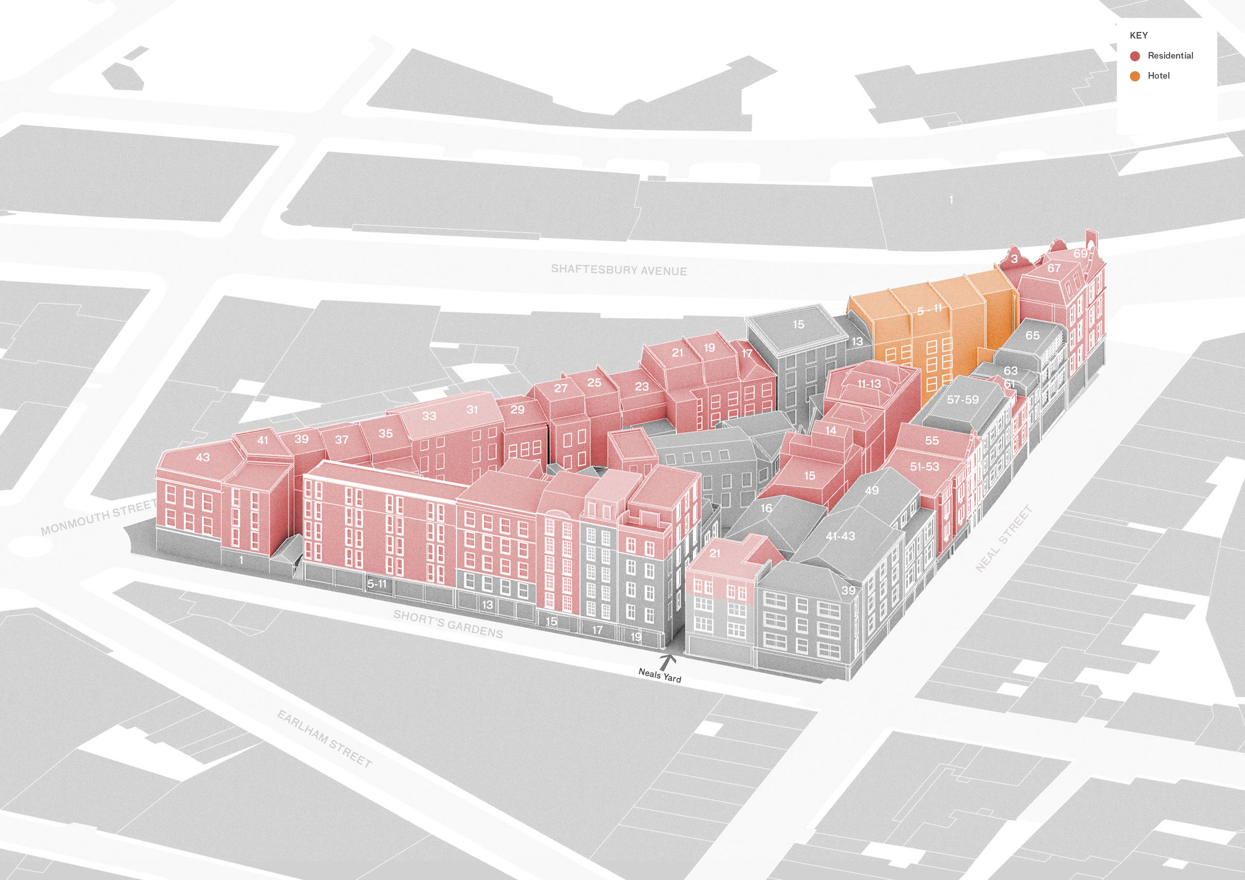 Nos. 1-3 (consec), Neal’s Yard — Seven Dials Covent Garden Study